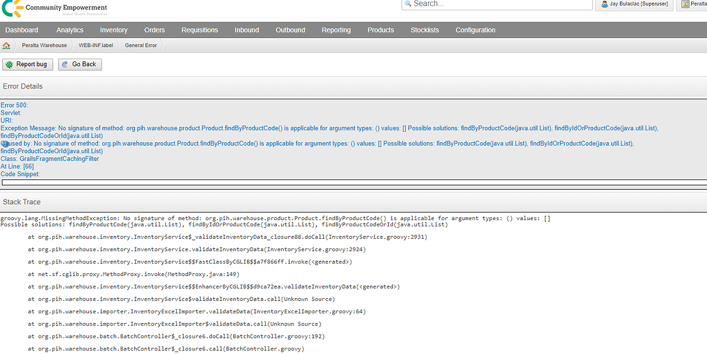 Inventory Import failed due to exception - general - OpenBoxes